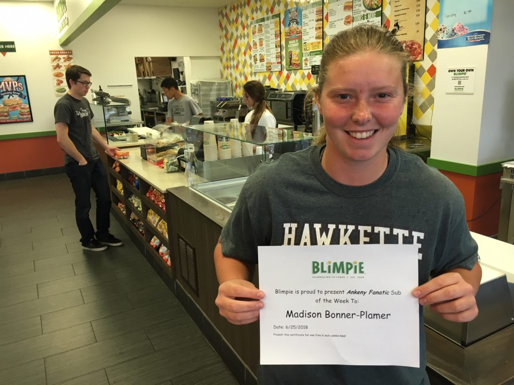 Blimpie Sub of the Week: Madison Bonner-Palmer, Ankeny softball