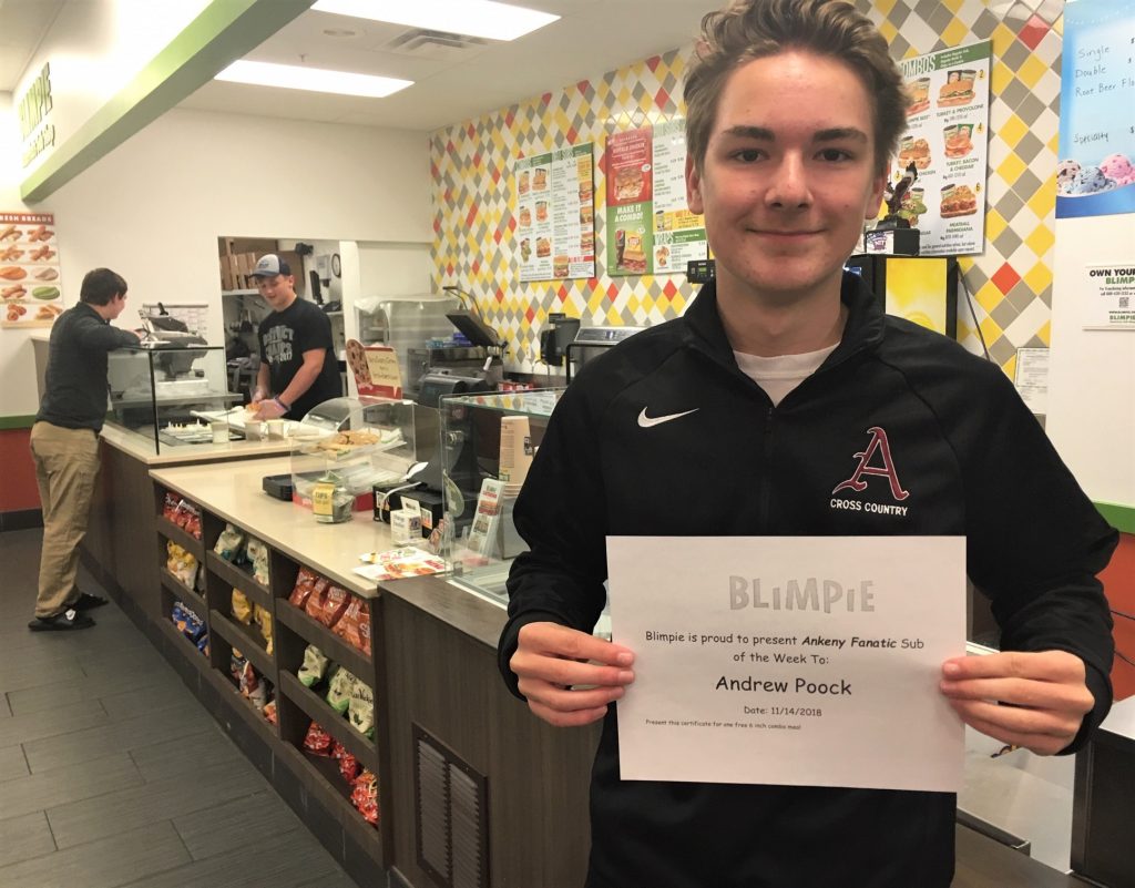 Blimpie Sub of the Week: Andrew Poock, Ankeny boys’ cross country